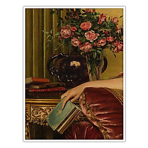 Vintage Art Portrait Maximalist Decor with Baroque Rococo Canvas Wall Art Print Eclectic Room Decor Oil Painting Renaissance Traditional for Living Room, Office, Bedroom - 12x16in Unframed