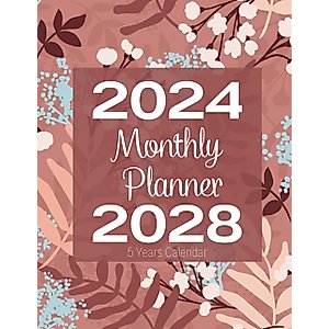 2024-2028 Monthly Planner 5 Years Calendar: 60 Months Calendar Agenda Large Schedule Organizer Jan 2024 - Dec 2028 With Goals, Contacts & More | Seamless Floral Ornament Cover