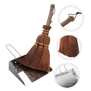 Healeved 1 Set Pet Cleaning Tool Desktop Waste Cleaning Tool Litter Scooper and Duster Desktop Dust Cleaner Outdoor Dustpan Mini Cleaning Broom Pet Cage Cleaning Tool Stainless Steel Brown