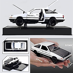 Mzexoma Initial D Toyota Trueno AE86 Alloy Diecast Car Model, Sports Car Toys for Kids and Adults,Pull Back Vehicles Toy Cars (Black-Type A)