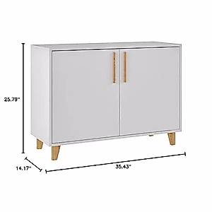 Manhattan Comfort Herald Modern 2 Door Double Sideboard Buffet, White