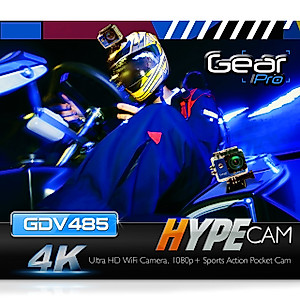 Gear Pro GDV485SL.01 4K 30fps Ultra HD Waterproof Sports Action Camera with Wi-Fi Wireless Connectivity to Smartphone, Fully Submergible Case, Silver