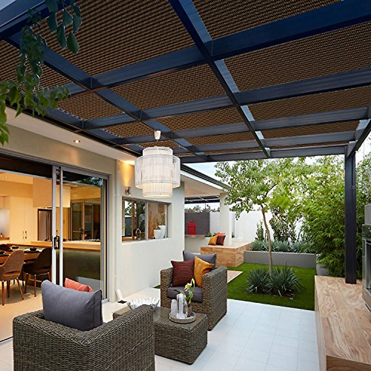 E&K Sunrise 12' x 24' Sun Shade Fabric Roll Outdoor Sun Shade Cover for Pergola Backyard Garden Patio Deck Greenhouse (Brown)