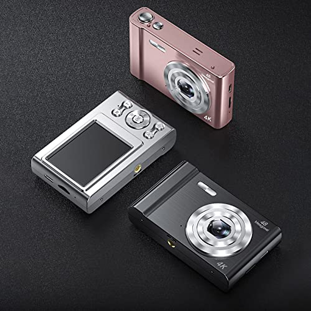 Digital Camera 4K Ultra HD Mini Camera, Rechargeable Students Compact Camera 16X Digital Zoom, Kids Digital Camera, 1080P Vlogging Camera, Compact Point and Shoot Camera for Adult Beginners