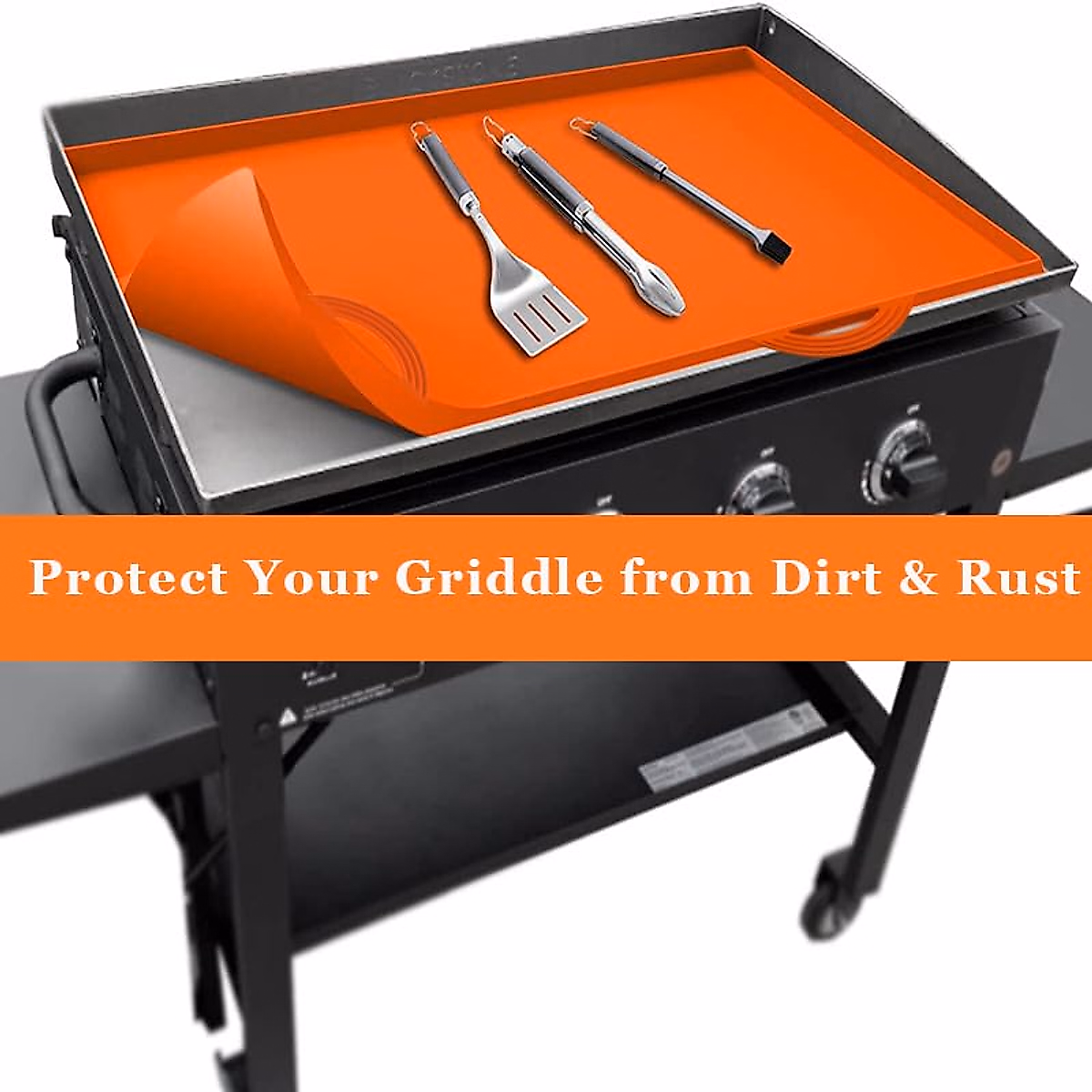 Ezebesta Silicone Griddle Portable Mat for Blackstone 28 Inch Griddle，Protective Cover Mats Blackstone Griddle Top，Covers for Blackstone Protector Outdoor-Orange outdoorliving