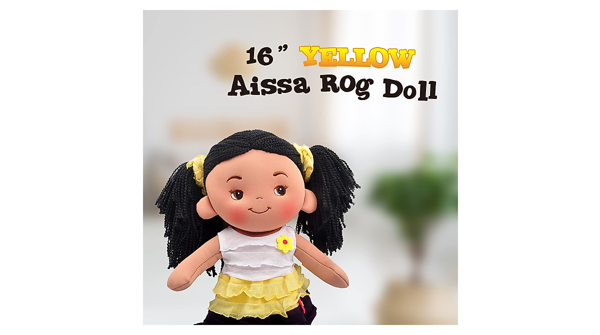 Cute 16" Yellow Rag Doll for Kids - Soft Plush Cuddle Buddy