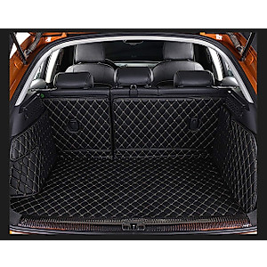 Worth-Mats Trunk Mat Compatible with Porsche Cayenne SUV Fuel 2019-2024 3D Full Coverage Cargo Liner Black with Gold Stitching
