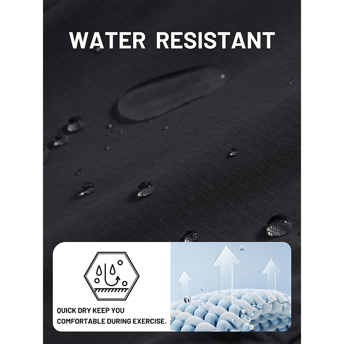 TACVASEN Men's Hiking Pants Quick-Dry Water-Resistant Reinforced Knees Pants Black, 30