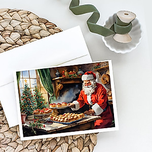 Caroline's Treasures DAC3290GCA7P Cookies with Santa Claus Greeting Cards Pack of 8 Blank Cards with Envelopes Whimsical A7 Size 5x7 Blank Note Cards