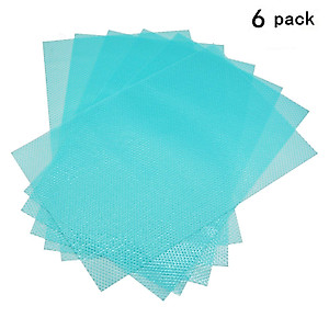 HityTech 6 Pack Refrigerator Liners, Washable Refrigerator Mats Liners Waterproof Fridge Pads Mat Shelves Drawer Table Mats 17 3/4" x 11 3/4" - All 6 Blue
