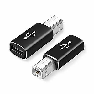 USB C to Printer Adapter, USB Type-C Female to USB Type-B Male Converter Compatible with HP Canon Printers, Scanner, Fax Machine, etc (Pack of 2)