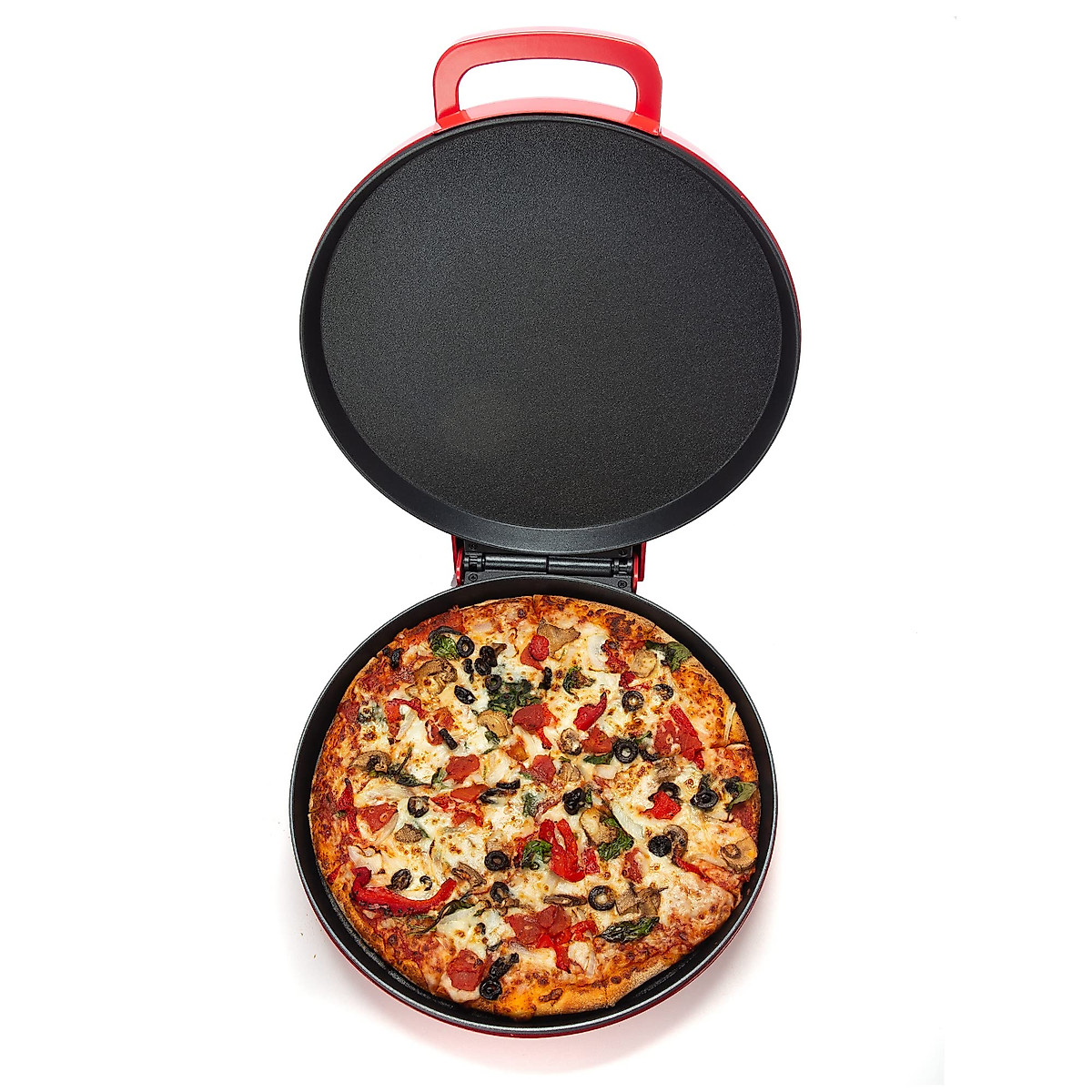 Zenith Versa Grill Non-Stick Pizza Maker Machine For Home, Calzone Maker, Pizza Oven Converts to Electric indoor Grill, Red