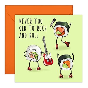 CENTRAL 23 - Funny Birthday Card - “You’re Never Too Old To Rock & Roll”- For Men & Women - Mom Dad Husband Wife Brother Sister Cute Cards Joke Humour Banter 21st 30th 40th - Comes with Fun Stickers