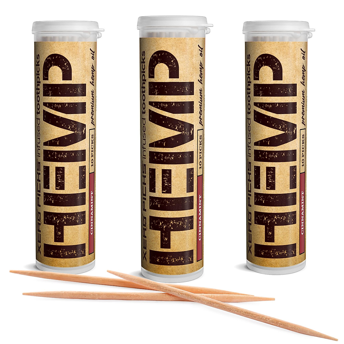 Xero Picks Infused Toothpicks with Hemp Extract (30 Picks) (Cinnamint) - 3 Pack