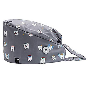 CHUANGLI 3Pcs Gourd-Shaped Working Caps with Upgrade Sweatband Adjustable Hats Head Cover- Women/Men (B23# Tooth Gray Black Navy)