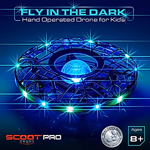 Force1 Scoot Pro Hand Operated Drone for Kids Adults - 360 Induction Hands Free Motion Sensors Mini Drone with Bright LED Projection, Easy Indoor Small UFO Toy Flying Ball Drone Toy for Boys and Girls