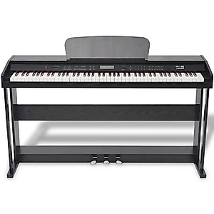 vidaXL 88-Key Digital Piano w/Pedals Black Melamine Board Keyboard Music