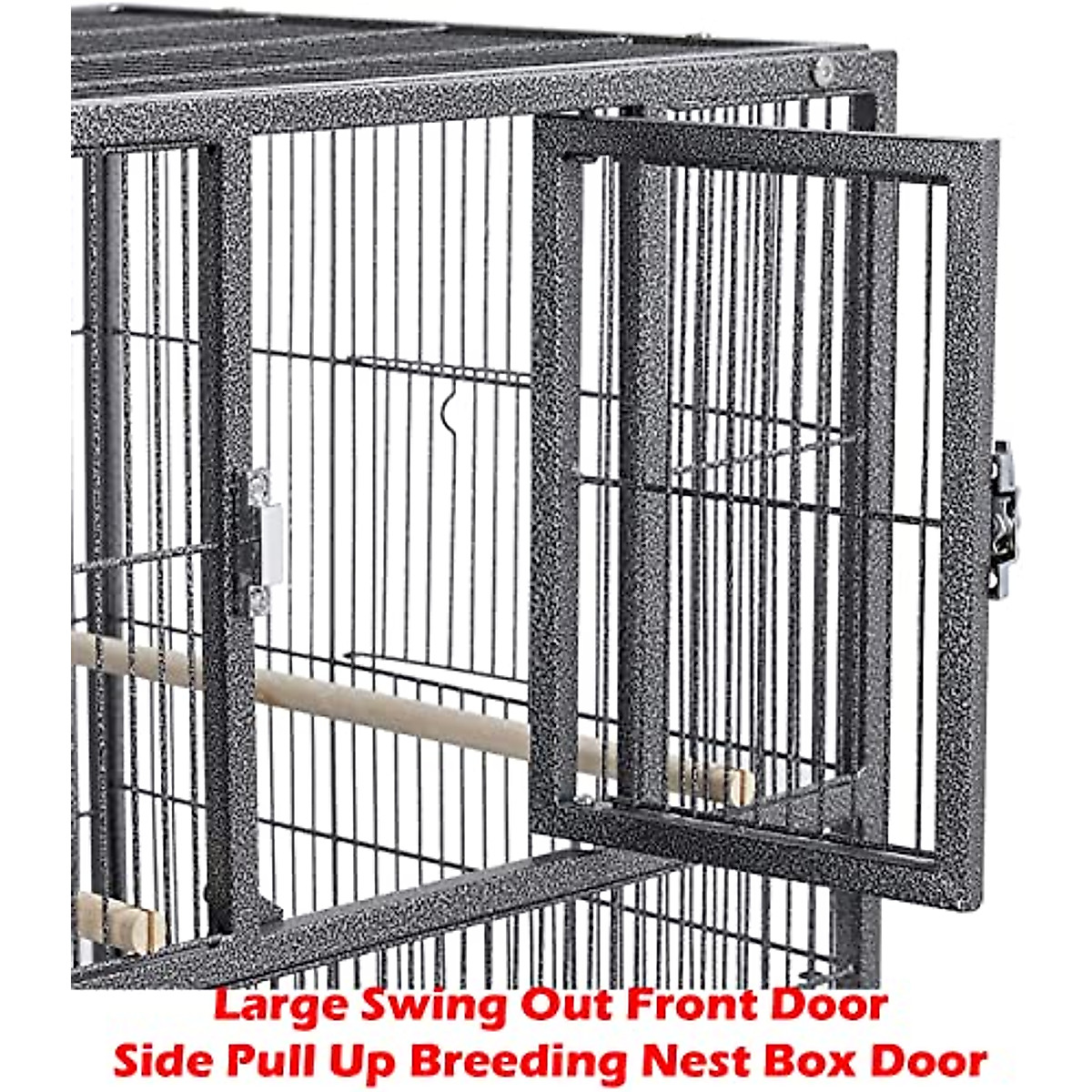 42" Stackable Center Divided Breeder Breeding Bird Flight Double Rolling Cage for Aviaries Canaries Cockatiels Lovebirds Finches Budgies Small Parrots (Black Vein, Single Story)