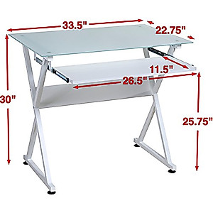 OneSpace Ultramodern Glass Computer Desk, White