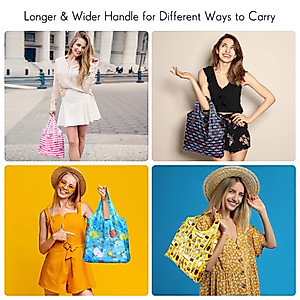 Weewooday 18 Pieces Foldable Reusable Shopping Bags Machine Washable Grocery Bags Waterproof(Cute Style)