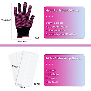 HTVRONT Heat Resistant Gloves Kit - 2Pcs Heat Gloves for Sublimation, 8 Pcs Silicone Bands for Sublimation Tumbler, 1 Pcs Heat Tape for Sublimation, 20Pcs Shrink Wrap for Sublimation Tumblers
