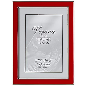 Lawrence Frames Silver Plated Metal with Red Enamel Picture Frame, Red, 5x7