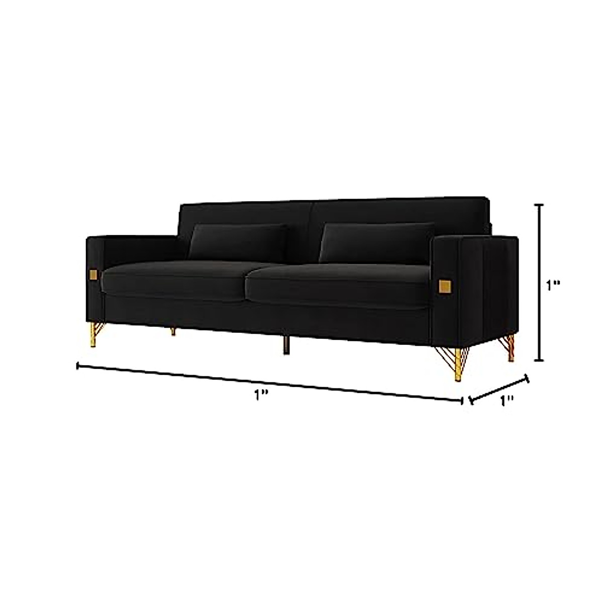 Goohome Tufted Couch, Chesterfield Velvet Upholstered 3-Seater Comfy Sofa, Living Room Furniture Sets, with Solid Wood Frame and Gold Legs, Fit for Bedroom, Office, A-Gray a