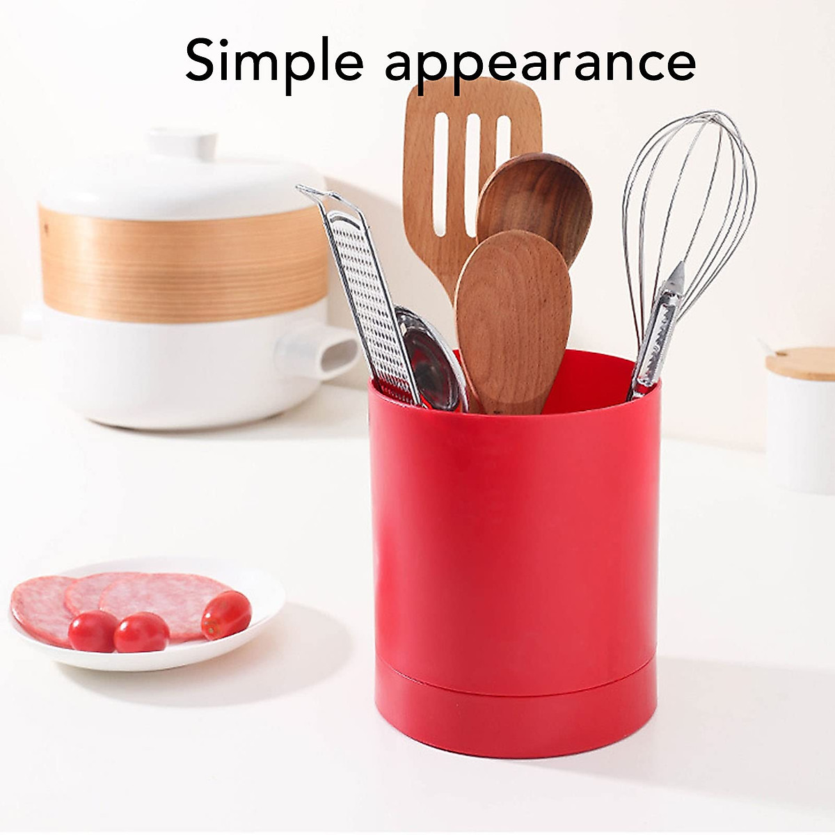 Kitchen Utensil Holder for Countertop, Utensil Caddy Cooking Utensil Holder Spatula Holder Chopstick Basket Tableware Storage Container for Home Kitchen(Red)