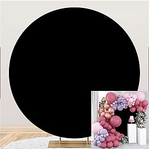 Leowefowa Black Round Backdrop Cover 7.2ft Black Background for Photography Black Photo Backdrop Black Circle Arch Backdrop Stand Cover Birthday Baby Shower Bridal Shower Party Decor Photo Prop