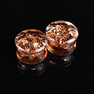 Jboyanpei 10Pcs/5pair Metallic Sequins Acrylic Ear Tunnels Plugs Double Flared Ear Gauge Earrings Ear Expander Stretcher Piercing Size 8mm