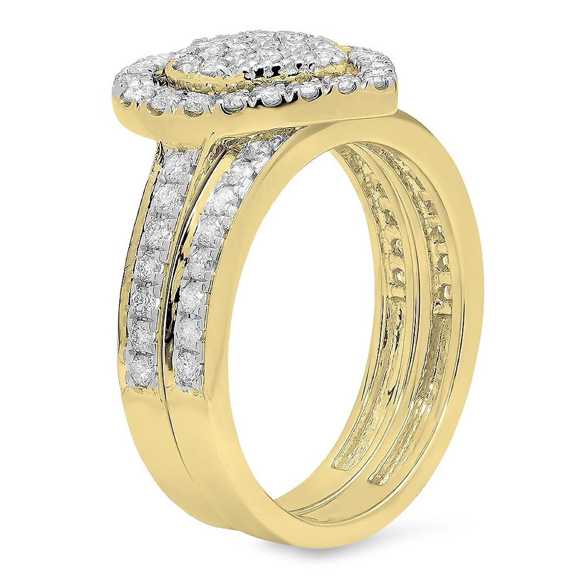 Dazzlingrock Collection 0.80 Carat (Cttw) 14K White Diamond Heart Shaped Engagement Ring Set 3/4 CT, Yellow Gold, Size 6.5