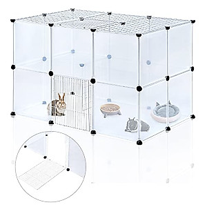 BRIAN & DANY 2-Tier Small Animals Playpen, Portable Pet Playpen Indoor with 2 Doors for Puppy, Hamsters, Guinea Pig, Rabbits - 28 Panels, 43.1" x 27.5" x 27.5"