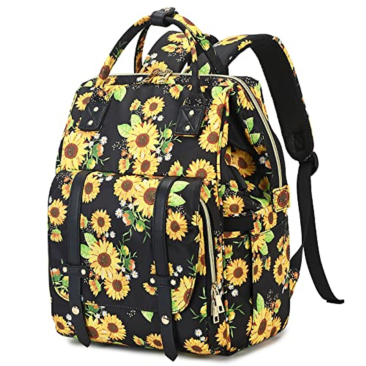 NOHCLIE Belt Laptop Backpack,15.6 inches College School Bags with USB Charging Port,Casual Daypack Bookbag for Women (Sunflower)