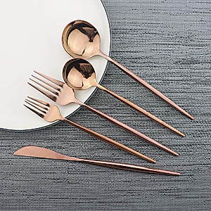 Rose Gold Silverware Set, JASHII 30-Piece Stainless Steel Flatware Cutlery Set for 6, Elegant Hourglass Polished Mirror Finish, Ideal for Home Hotel Wedding Festival Party, Dishwasher Safe