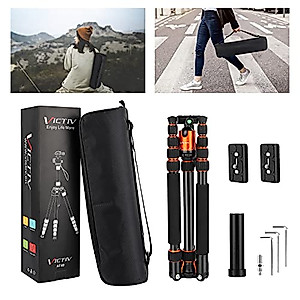 VICTIV 80" Camera Tripod, DSLR Tripod for Travel, Aluminum Heavy Duty Tripod Stand with 360° Ball Head, Camera Tripods & Monopods with Carry Bag, Professional Tripod for Canon Nikon -AT40 Orange
