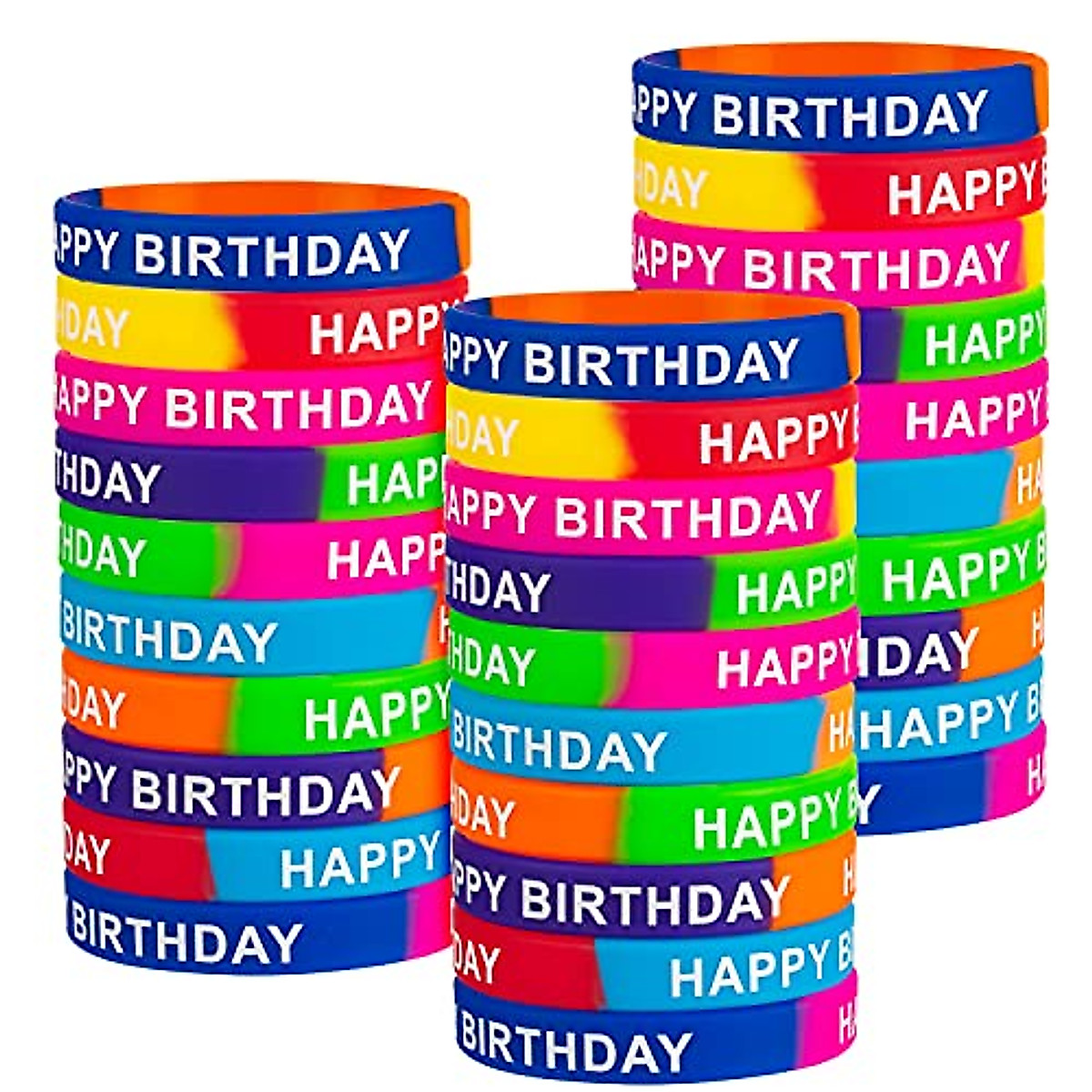 40 Pieces Happy Birthday Rubber Bracelets, Colored Happy Birthday Wristbands For Kids,Student, Silicone Classroom Birthday Gift from Teacher,Birthday Party Supplies(10 Styles)