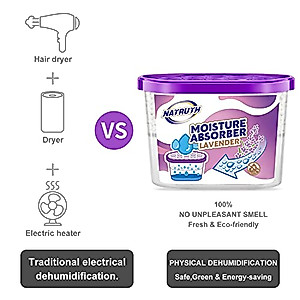NATRUTH Moisture Absorbers 10.5OZ*6-Pack With Lavender Scent,Portable Closet Dehumidifier, Odor Eliminator Absorber Bucket,Humidity Absorber,Cleaner Air Dehumidifier for Closet,Bathrooms, Boats