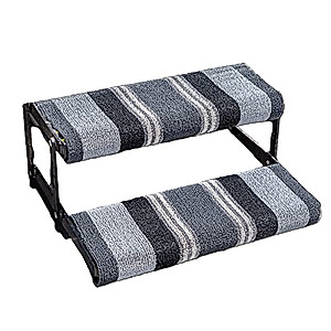 ShadePro RV Step Covers - 2 Pack (Black) - Adjustable Wrap Around Stair Rug Covers for RVs, Campers, and Trailers - 24 Inches - Trim to The Perfect Size - Fits Straight or Curved RV Steps
