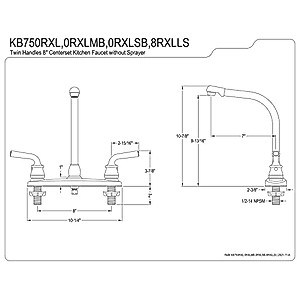 Kingston Brass KB750RXL Restoration 8-Inch Centerset Kitchen Faucet, Polished Chrome