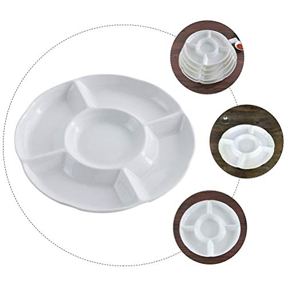 Hemoton Serving Dishes Platter Chip Dip Serving Tray Divided Serving Platter Relish Tray Appetizer Plate Melamine Tableware for Veggies Candy Fruit Snack Chip Desert Bowl Serving Bowls