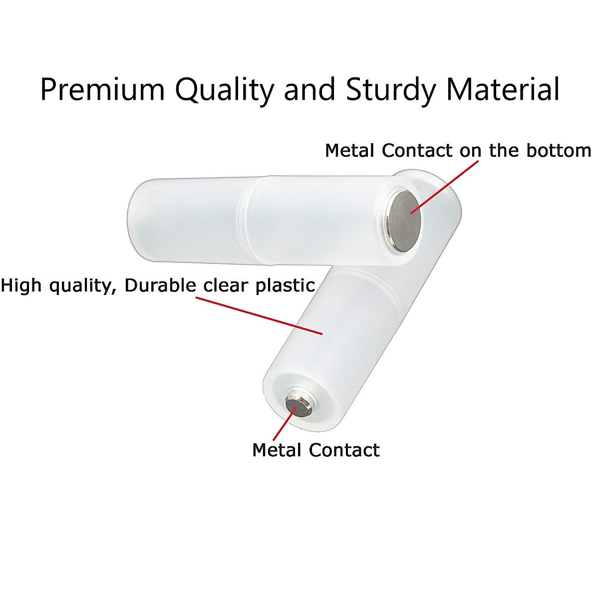 HOMEFUNTIME Battery Adapter Converter for AAA to AA Battery Transparent Cases Holder Shell with Metal Contacts on Bottom(Clear Color,Pack of 4)