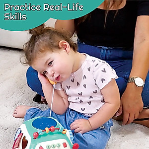 Musical Baby Bus Toys with Sound Effects, and Early Learning Activities for Toddlers 1-3, Fun and Interactive Play with Music, Sounds, Telephone, Drum, Shapes and Colors, Pink