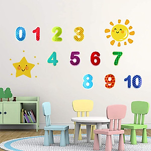 OOTSR 1-10 Number Wall Decals, Removable Wall Decals Stickers Decor, Colourful Number Wall Stickers for Nursery Bedroom Living Room décor