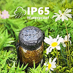 Hanging Solar Lantern Outdoor, 30 LEDs Solar Mason Jar Lights with Stakes, Waterproof Hanging Solar Lights for Garden, Patio, Yard, Backyard, Tree, Pathway and Lawn(2 Packs, Warm White)