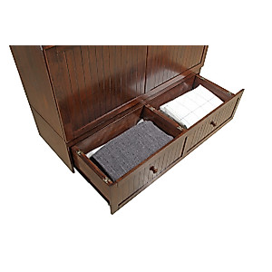 Mega Solutions Murphybedz Tuscany Murphy Cabinet Chest Bed with Charging Station 6 Inch, Queen (Tobacco)