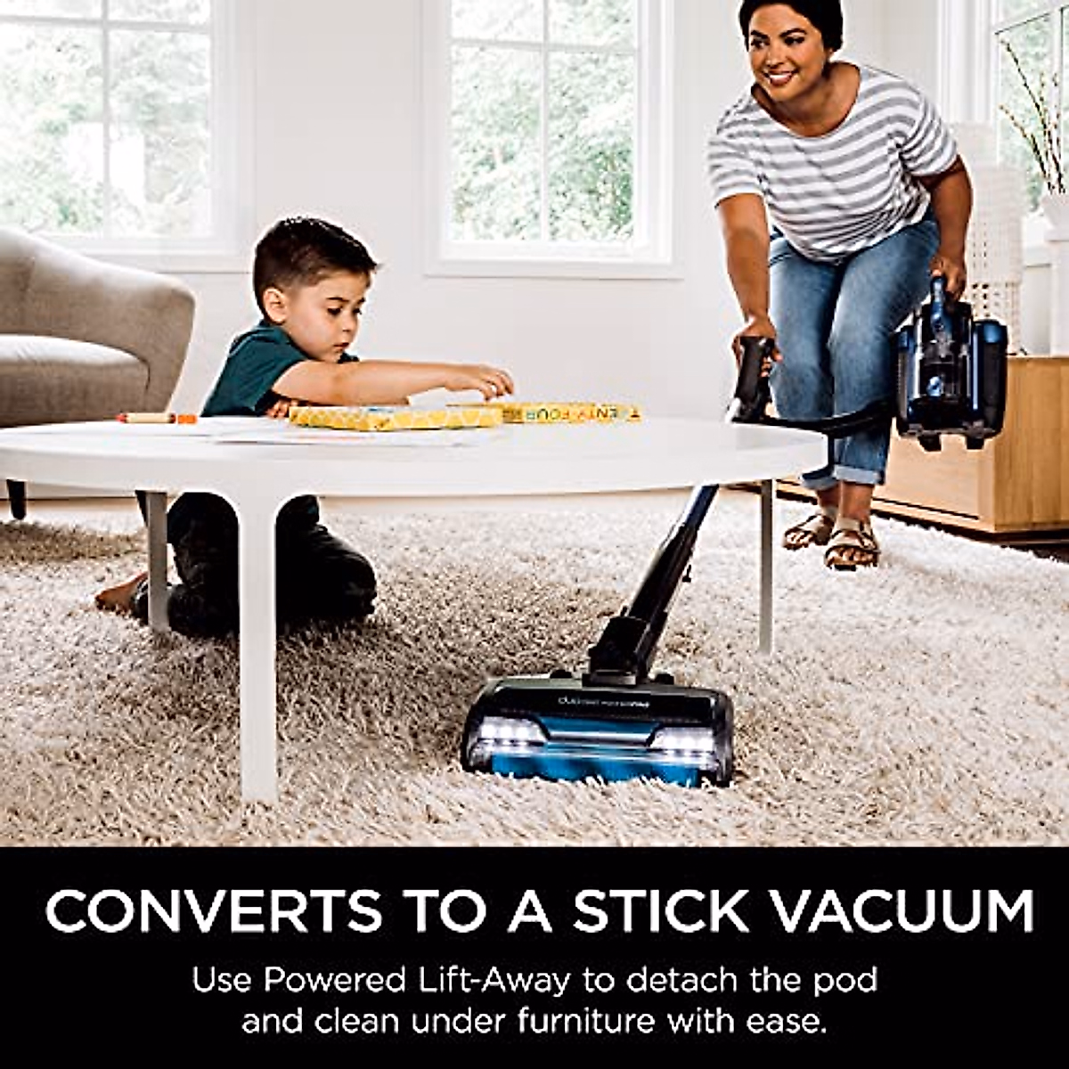 Shark Vertex Pro Powered Lift-Away Cordless Vacuum with IQ Display, DuoClean PowerFins, Includes Crevice Tool, Pet Multi-Tool & Anti-Allergen Dusting Brush, 60min Runtime, Electric Blue