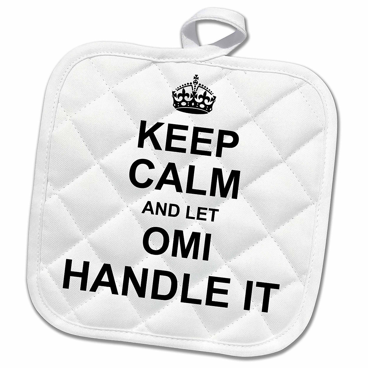 3D Rose Keep Calm and Let Omi Handle It-Fun Funny Grandma Grandmother Gift Pot Holder, 8 x 8