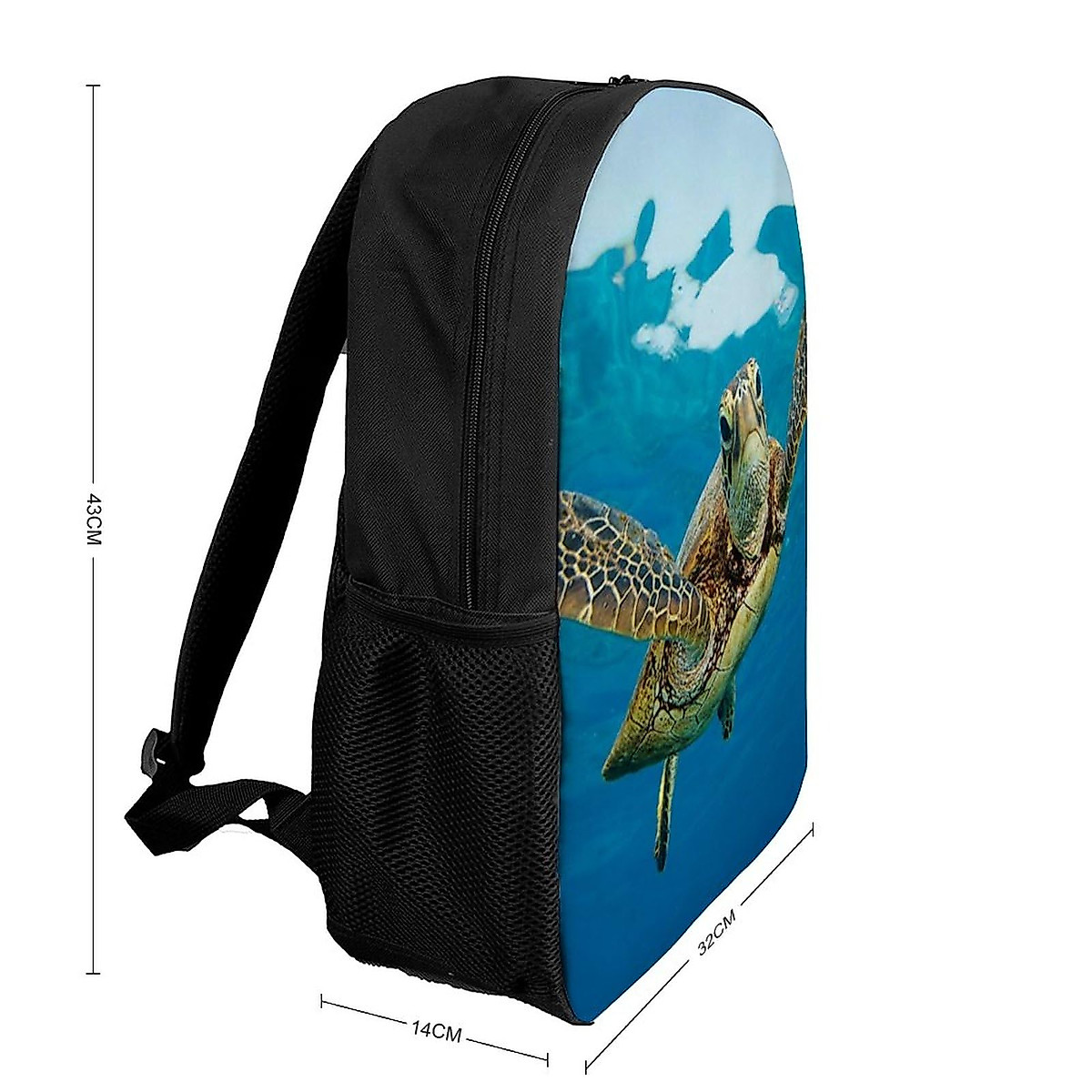 Sea Turtle Travel Backpack Casual 17 Inch Large Daypack Shoulder Bag with Adjustable Shoulder Straps