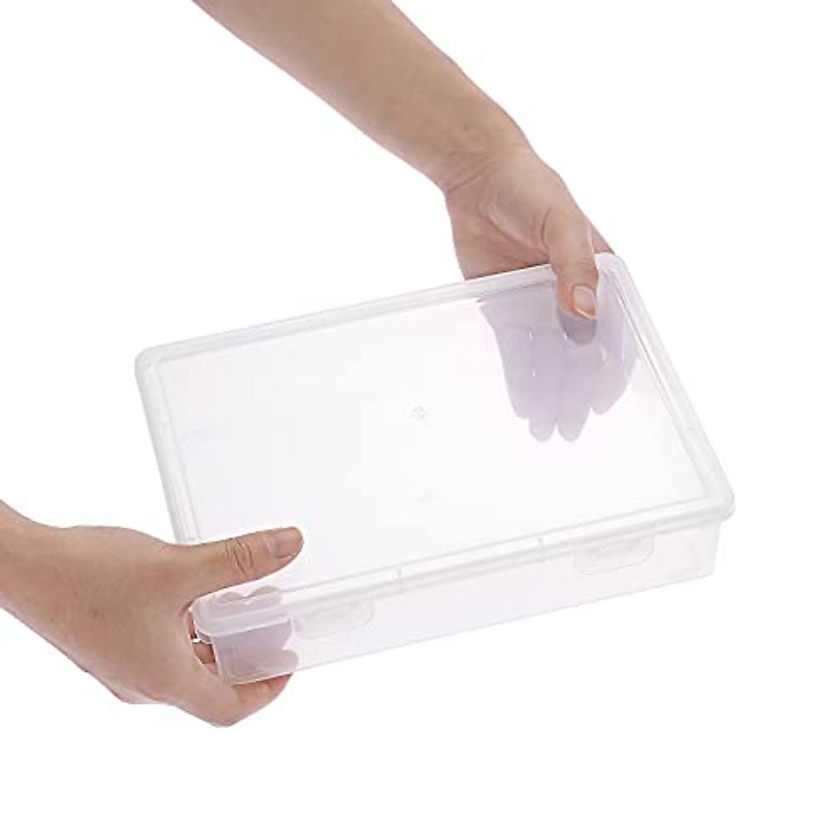 BTSKY Clear Plastic Storage Box with Flap Lid, Multipurpose Craft Organizers and Storage Box Art Supply Storage Organizer Plastic Sewing Box for Beads Pencils Notebooks, 6 Pack Small
