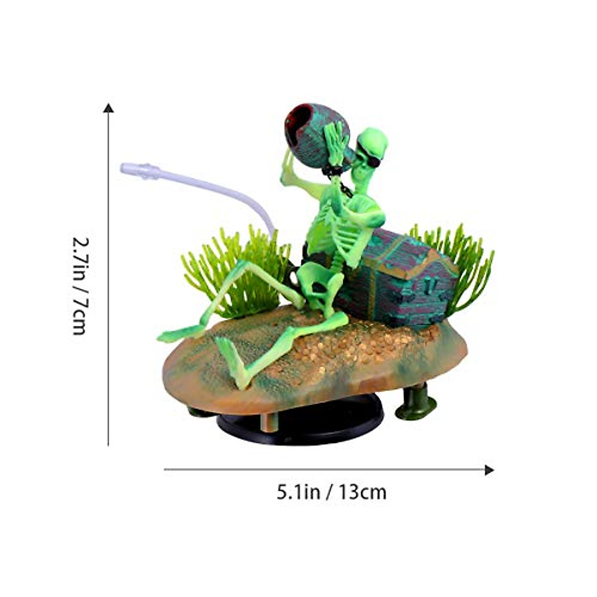 POPETPOP Aquarium Ornament Pirate Skeleton Decoration Skull Fish Tank Decor Cave for Hiding Betta Fish Accessories